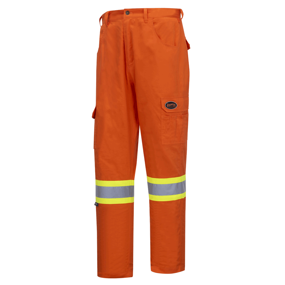 HI-VIZ ORANGE 100% COTTON BRIGHT SAFETY CARGO PANTS WITH STARTECH® TAPE ...